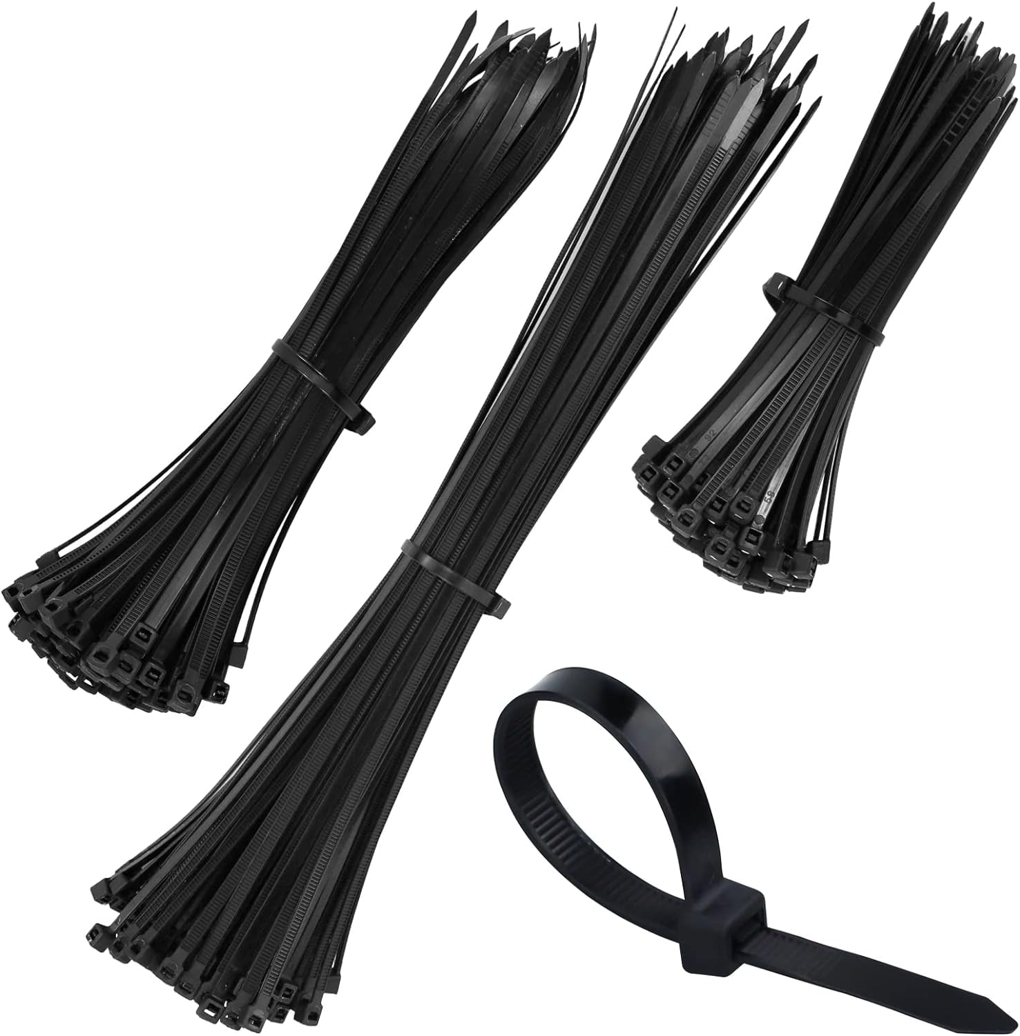 150 Pack Reusable Black Heavy Duty Cable Ties 7.6mm Strong Nylon Zip ...
