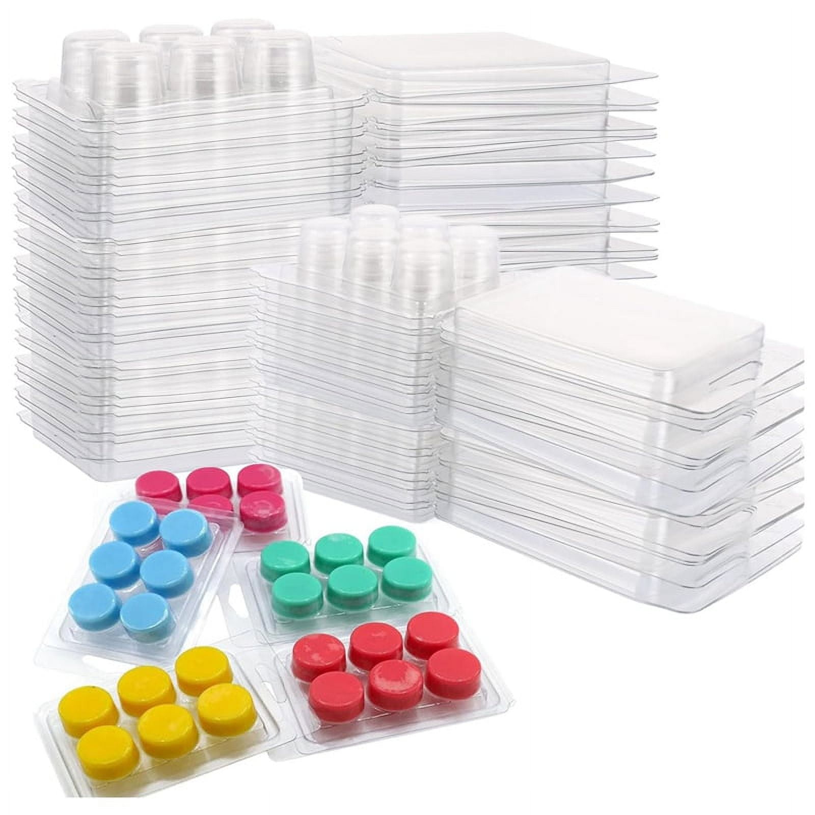 150 Pack Wax Melt Clamshells Molds, 6-Cavity Clear Empty Plastic Round ...