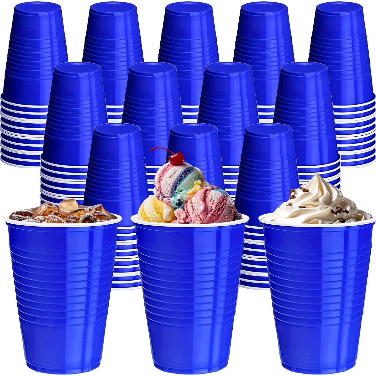 150 Packs 16 Oz Disposable Plastic Cups | Red/Yellow/Blue/Purple Party ...