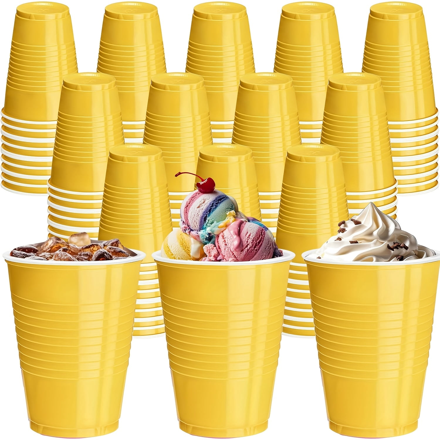 150 Packs 16 Oz Disposable Plastic Cups | Red/Yellow/Blue/Purple Party ...