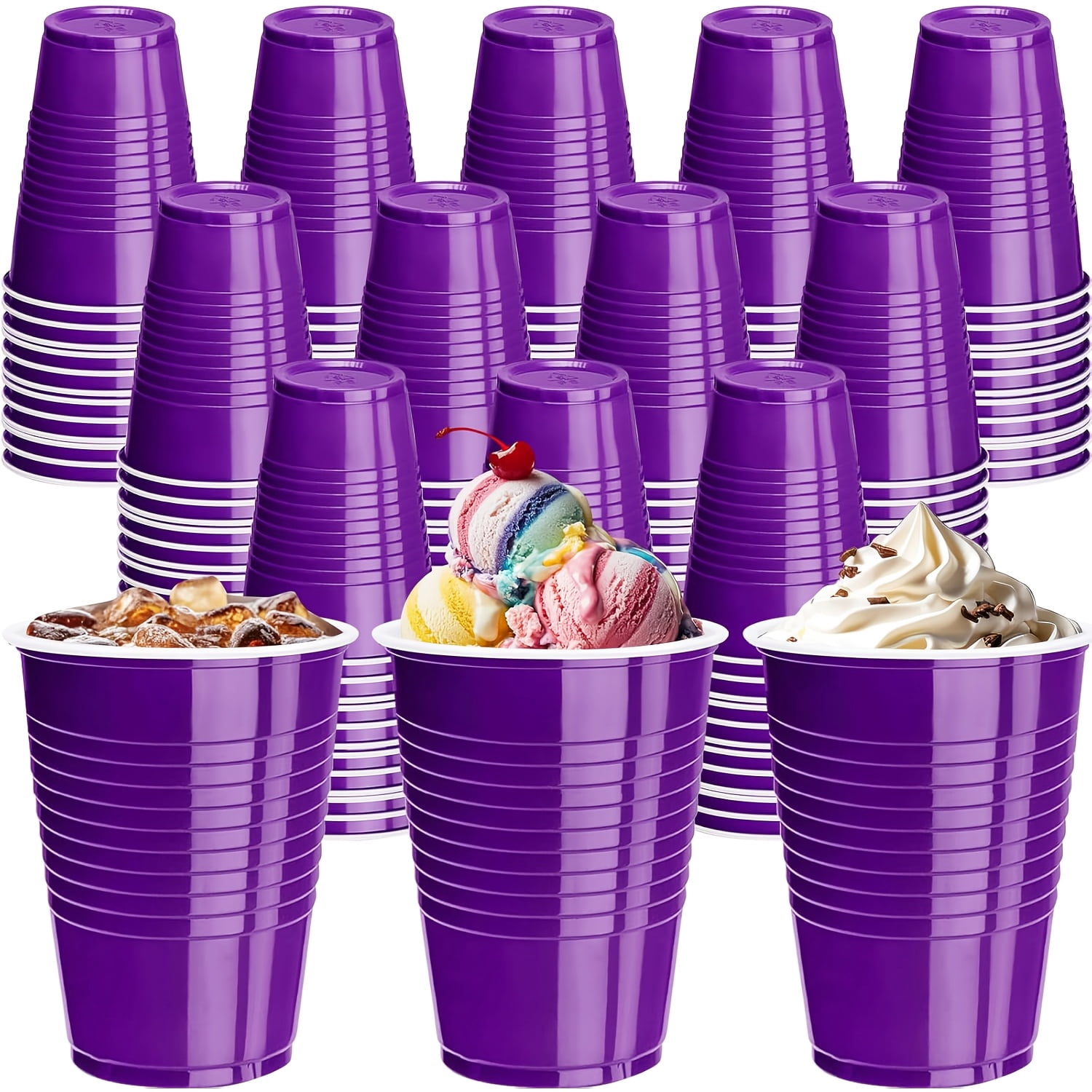 150 Packs 16 Oz Disposable Plastic Cups | Red/Yellow/Blue/Purple Party ...