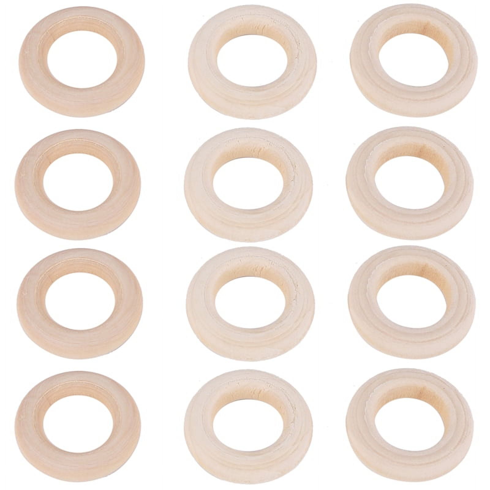 150 Pcs 25 Mm/1 Inch Wooden Craft Ring Unfinished Rings Circle Wood ...