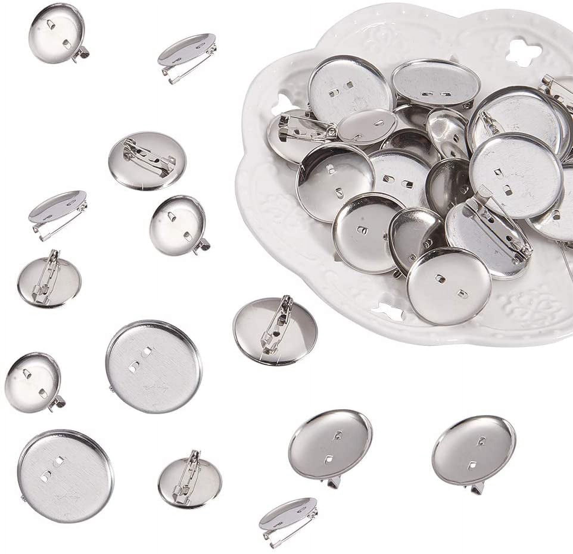 150 Pcs 3 Sizes Iron Brooch Clasps Pin Disk Base Pad Bezel Blank ...