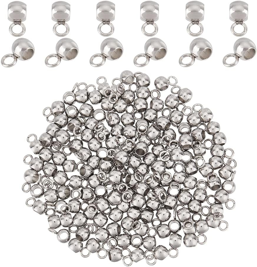 150 Pcs 304 Stainless Steel Charms Bail Beads Bails Tube Beads Hanger ...