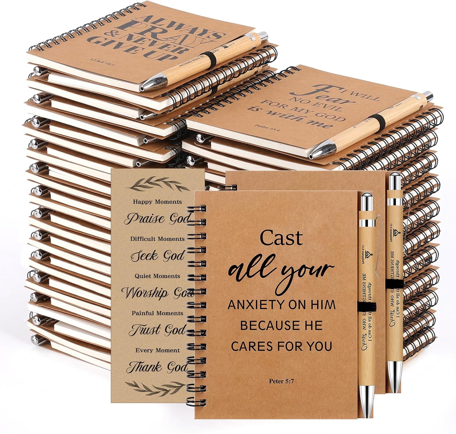 150 Pcs/50 Set Christian Gifts Bulk,Spiral Notebook with Bible ...