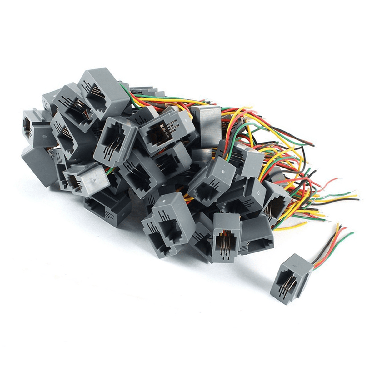 150 Pcs 616E 4P4C RJ9 Female Telephone Connector Adapter W 4 Wires 8cm - Walmart.com