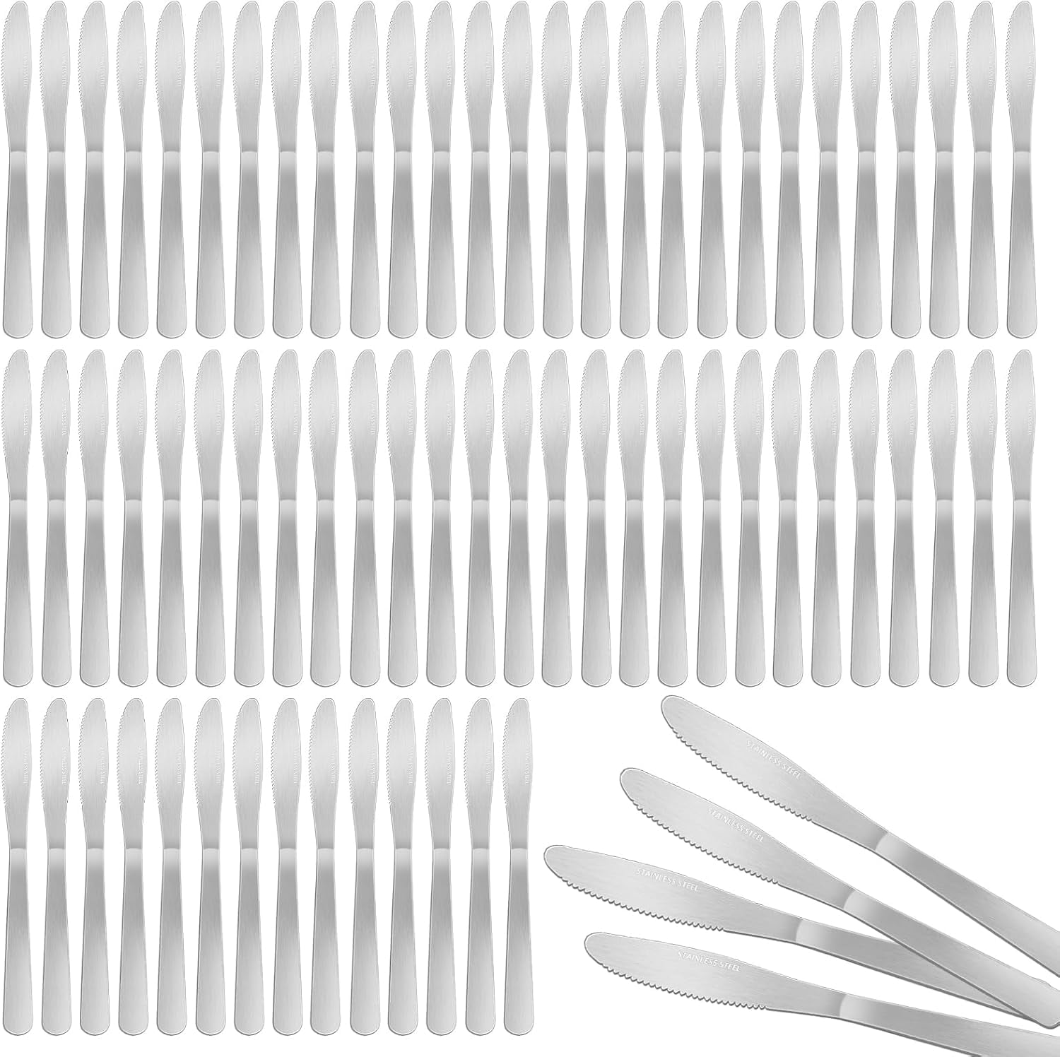 150 Pcs 8.3 Inches Stainless Steel Dinner Knives Spreader Knives ...
