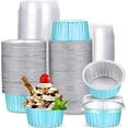 150 Pcs Aluminum Foil Baking Cup Disposable Ramekins with Lids 5oz Mini ...