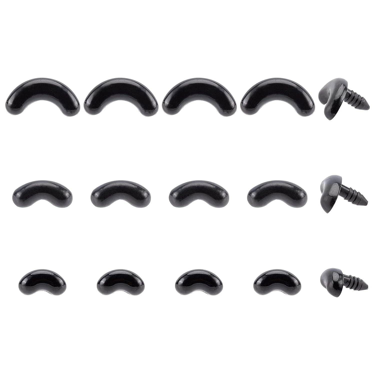 150 Pcs Arc Shape Plastic Safety Eyes Eyebrows 3 Sizes Craft Safety ...