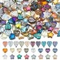 150 Pcs Assorted Shape Glass Beads Mixed Color Heart Star Leaves Beads ...