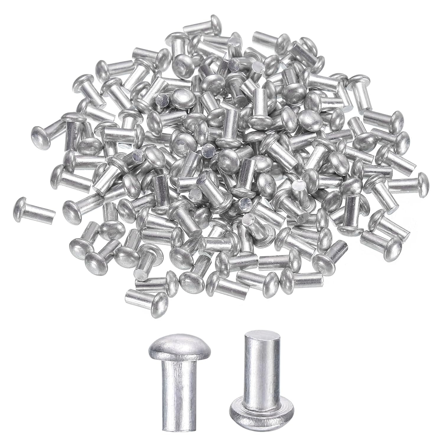 150 Pcs Brazier Head Solid Aluminum Rivets, M3 Dia x 6mm Length Round ...