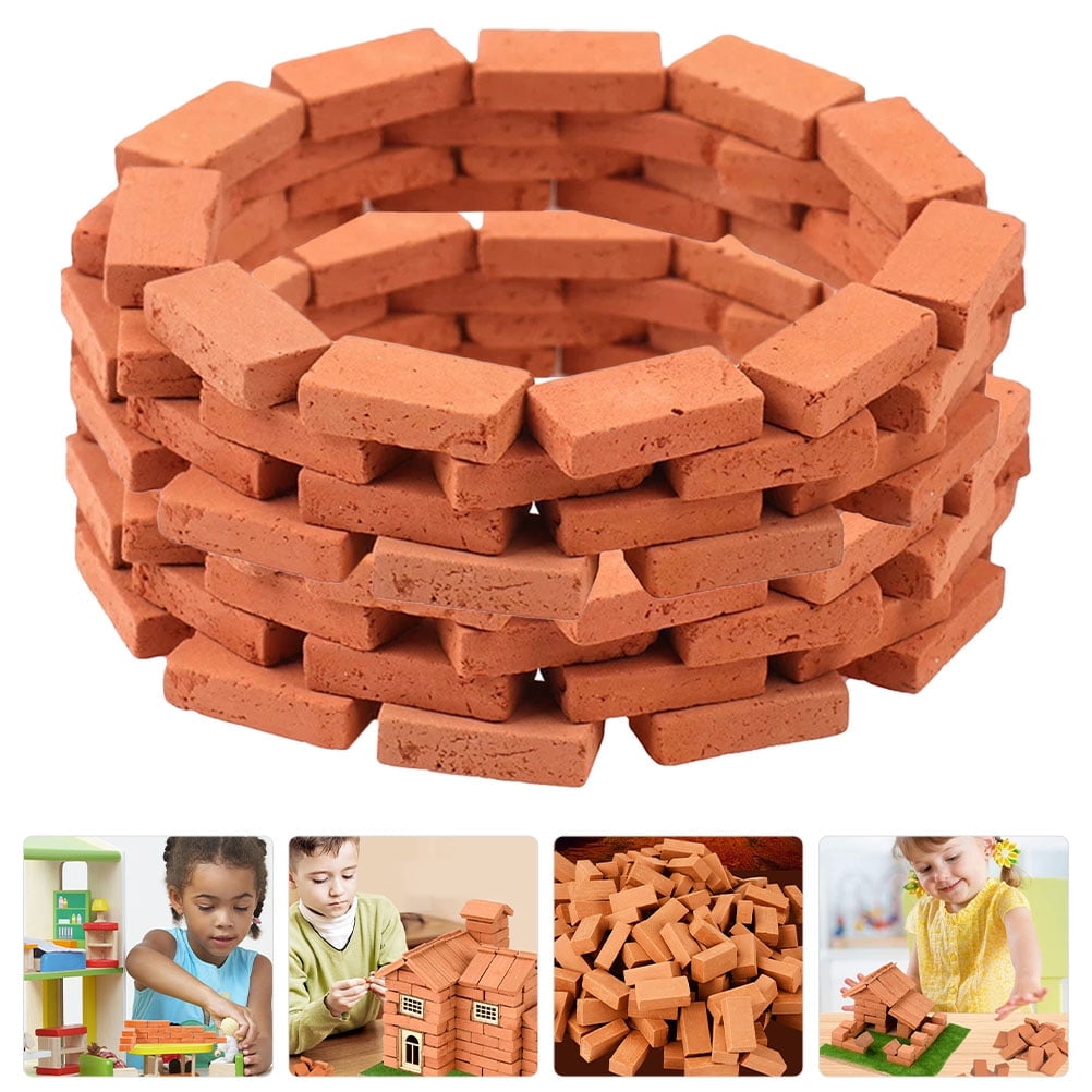 150 Pcs Bricks for Landscaping Building Mini Small Red - Walmart.com