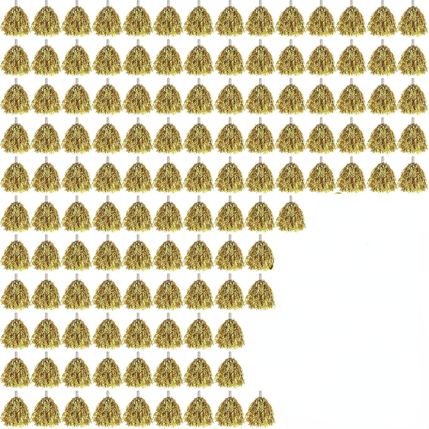 150 Pcs Bulk Gold Metallic Foil Pom Poms with Baton Handle Cheerleader ...