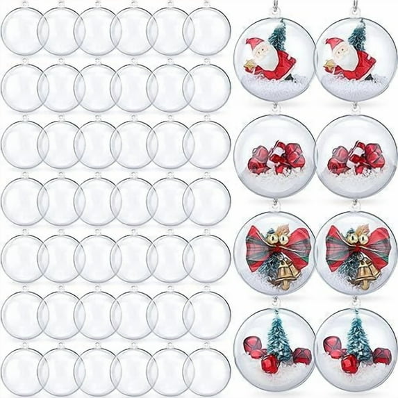 150 Pcs Christmas Clear Fillable Ornament Balls Bulk 2.36 Inch Plastic ...
