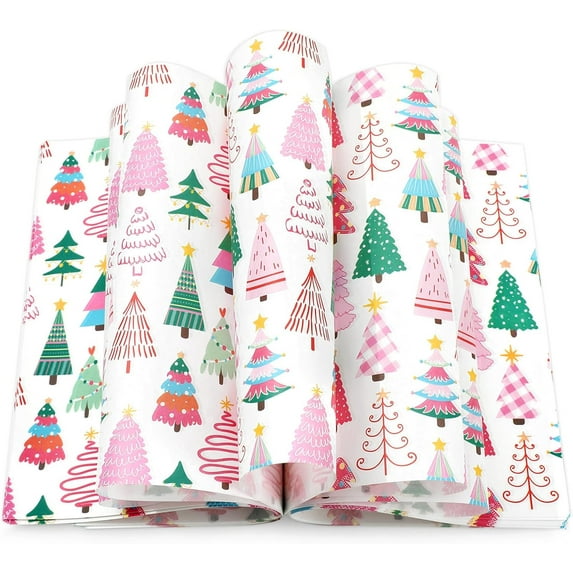 150 Pcs Christmas Wax Paper Xmas Tree Deli Paper Pink Green Sandwich ...