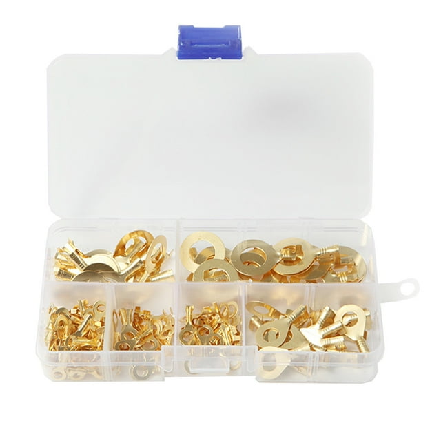 150 Pcs Copper Ring Terminal Auto Tap Wire Terminals Golden - Walmart.com
