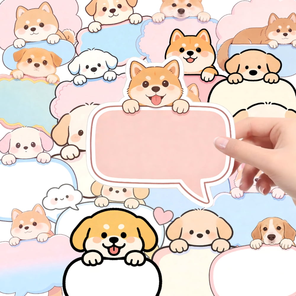 150 Pcs Cute Cartoon Dog Blank Speech Bubble Stickers, Waterproof ...