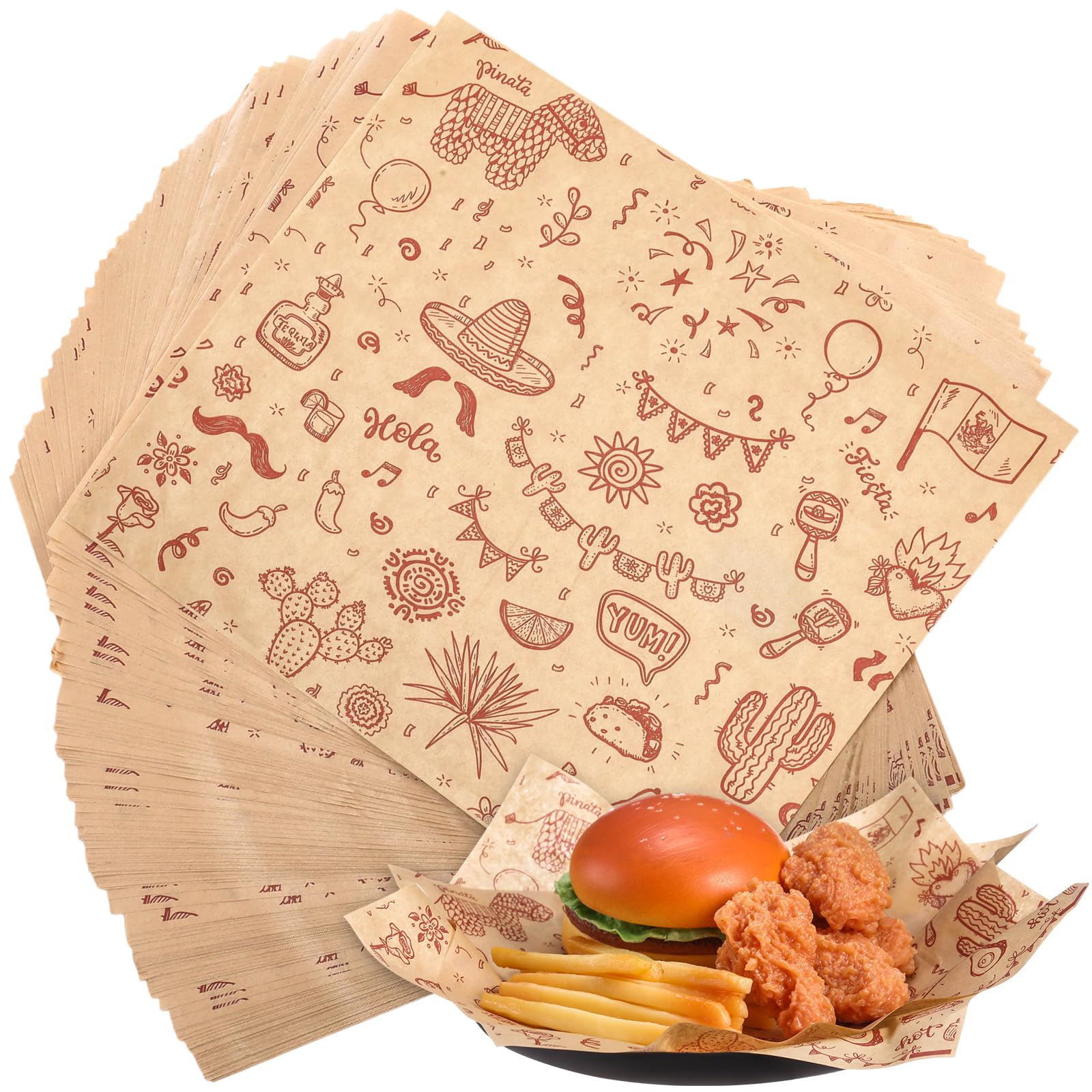 150 Pcs Deli Wax Paper Taco Wrapping Paper Mexican Festival Wax Sheets ...