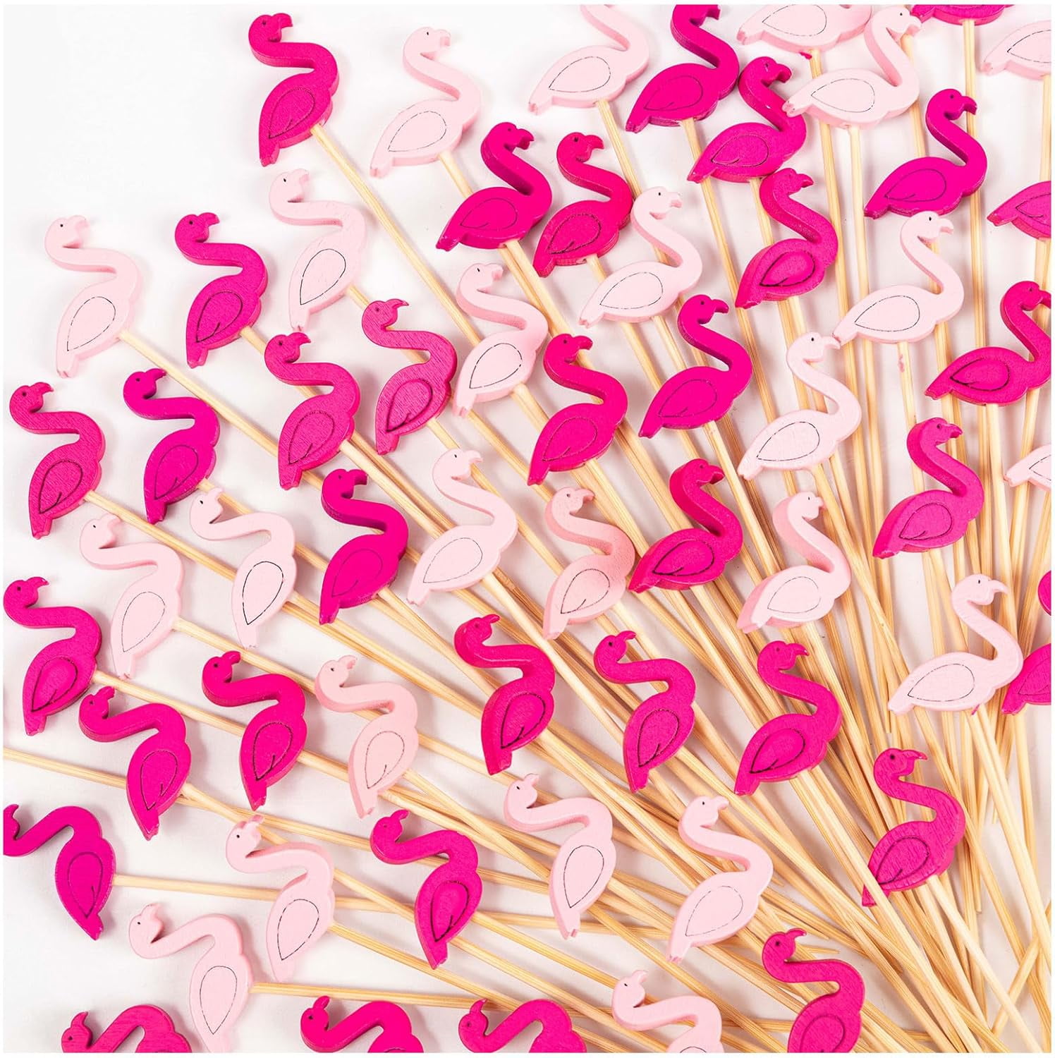 150 Pcs Flamingo Cocktail Picks 4.7Inch Cocktail Sticks Bamboo ...