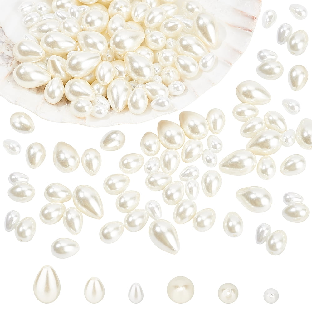 150 Pcs Glass Pearl Beads Strands Eco-Friendly Teardrop Shape Pearl ...