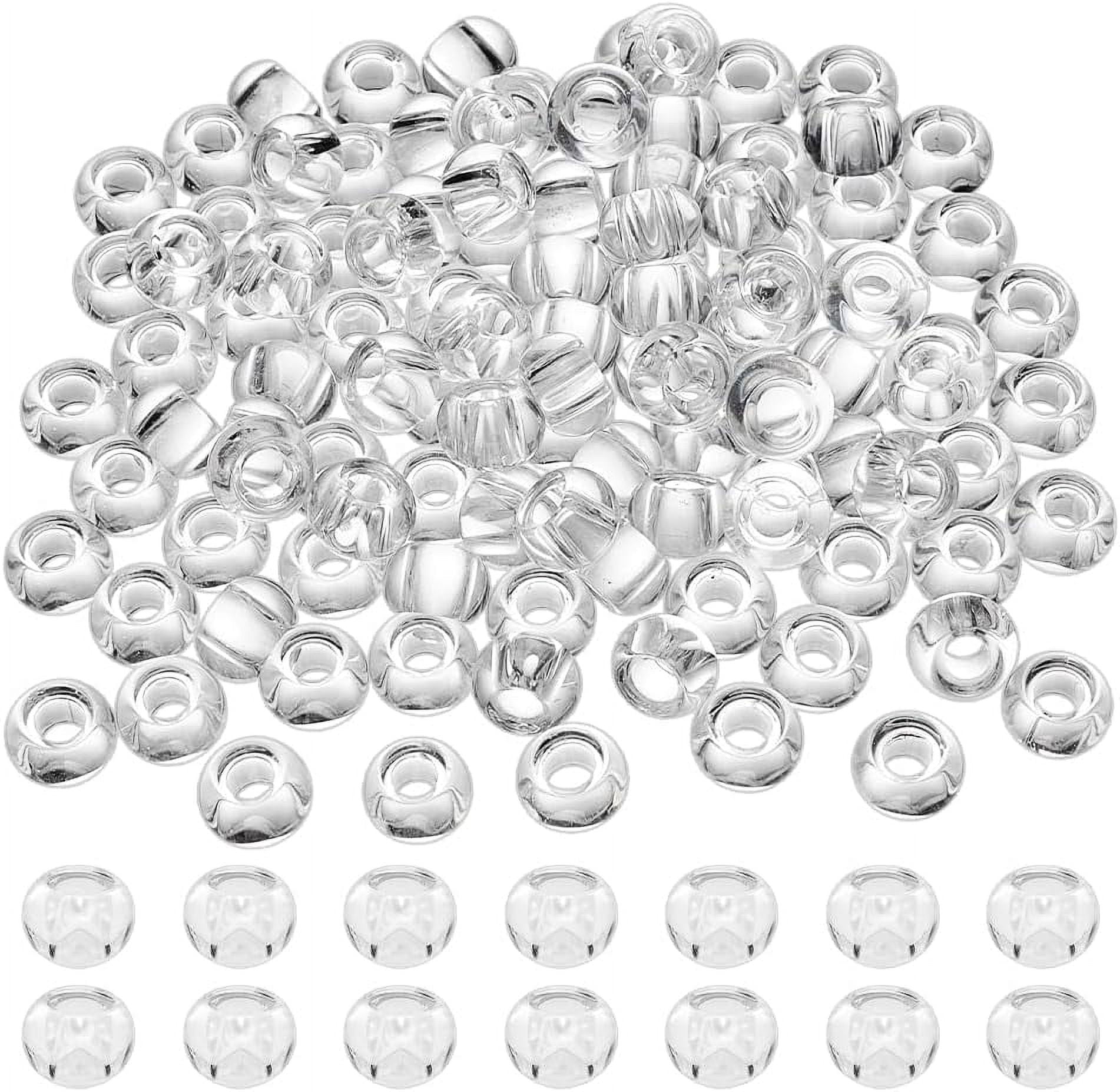 150 Pcs Large Hole Glass Beads 15mm Clear Faceted Rondelle Glass Beads ...