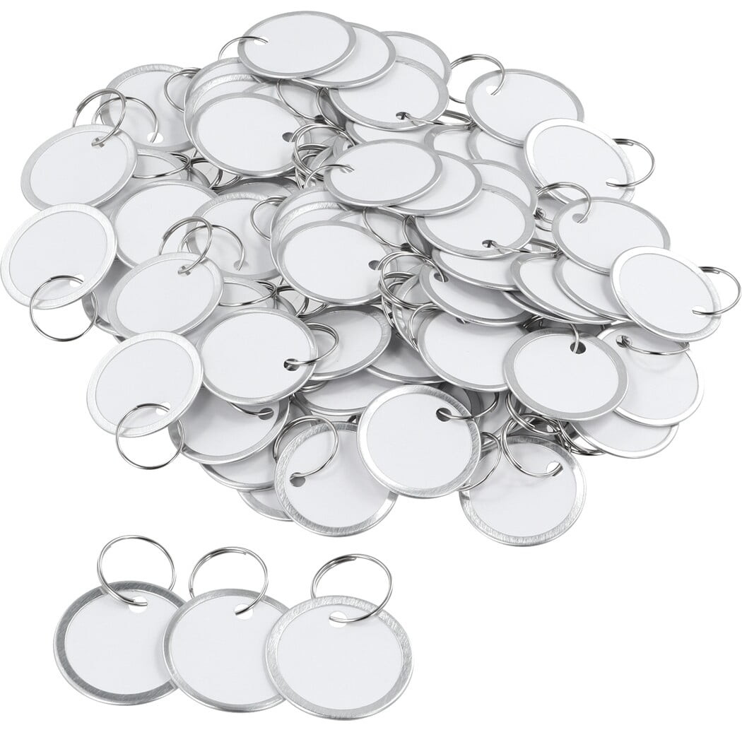 150 Pcs Metal Rim Tags, White Key Tags with Metal Split Rings, 1.22 ...