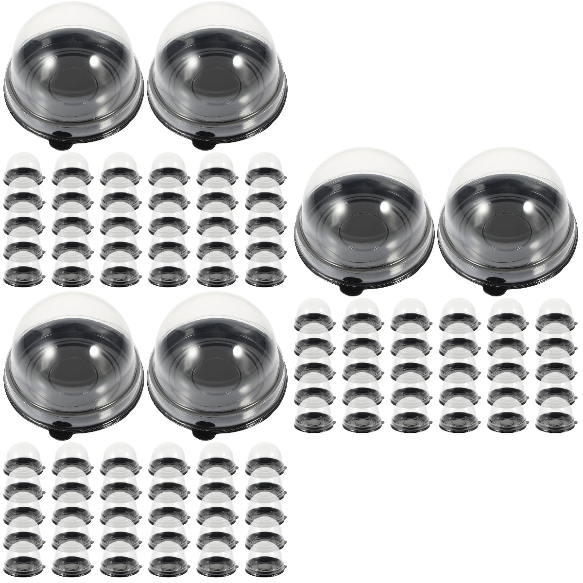 RENACLIPY 150 Pcs Clear Black Dome Boxes for Cakes Desserts Storage ...