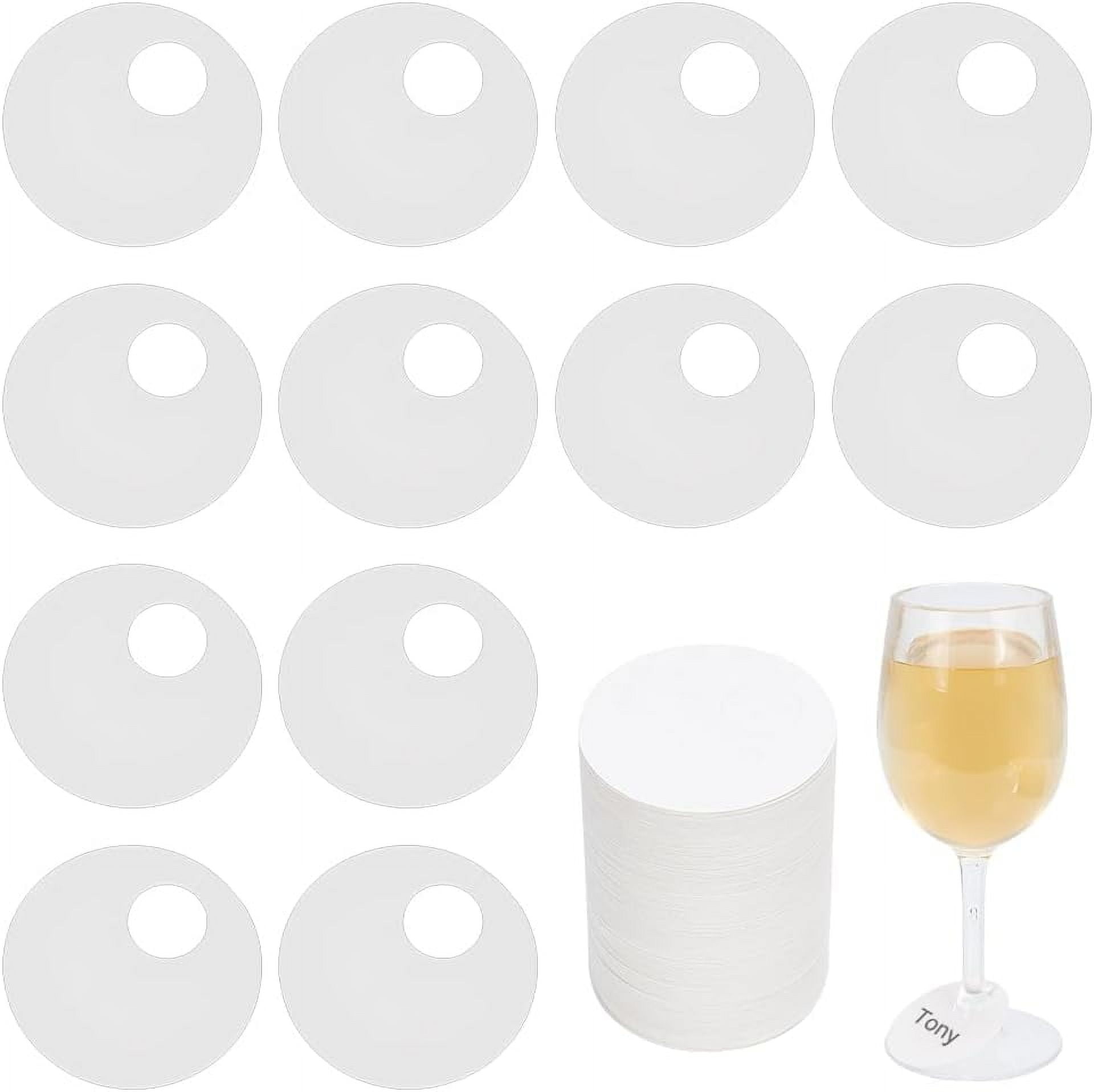 150 Pcs Paper Round Drink Name Tags 2" Blank Disposable Stemware Drink ...