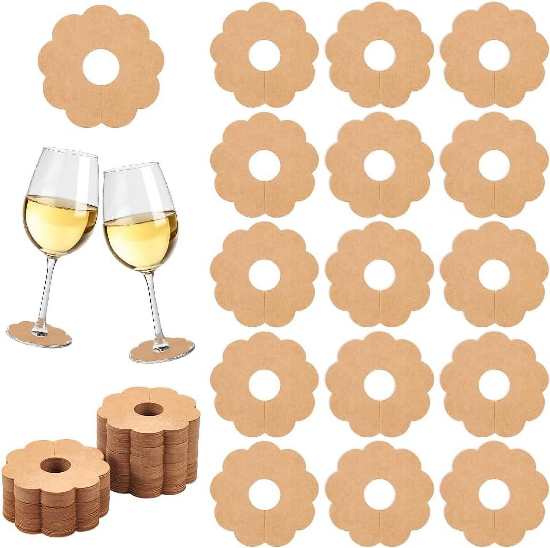 150 Pcs Paper Wine Glass Markers 2.8" Blank Flower Stemware Drink Name ...