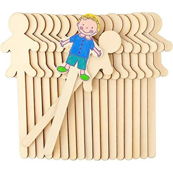 150 Pcs People Craft Sticks 5.3 Inch Jumbo People Shaped Craft Sticks ...