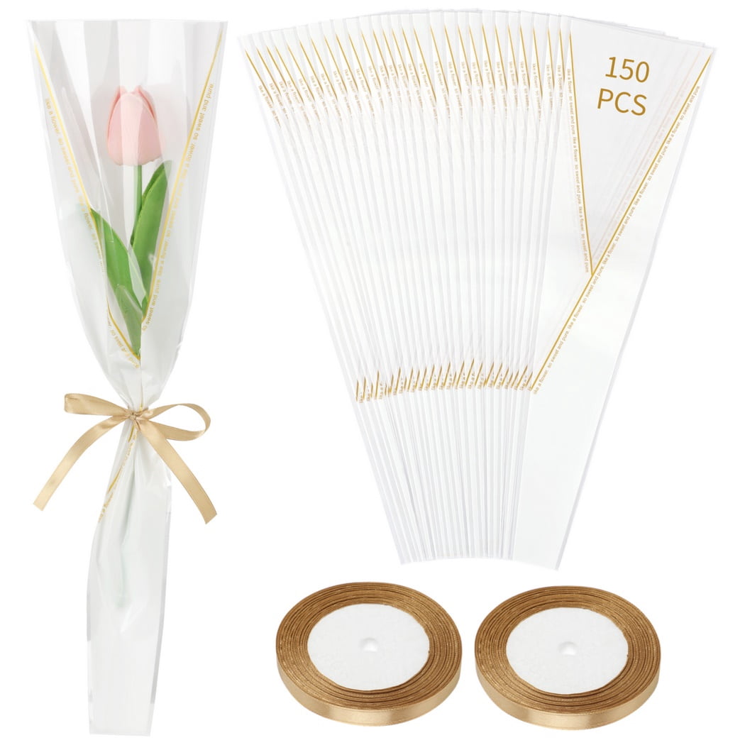 150 Pcs Single Rose Sleeve, Bouquet Bags For Flowers, Single Floral ...