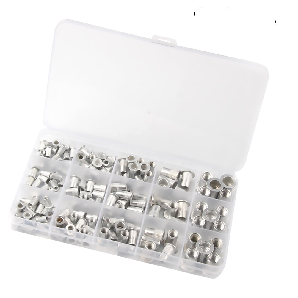 150 Pcs Stainless Steel Rivet Nuts Bolt Flat Head Hollow Short Hair ...