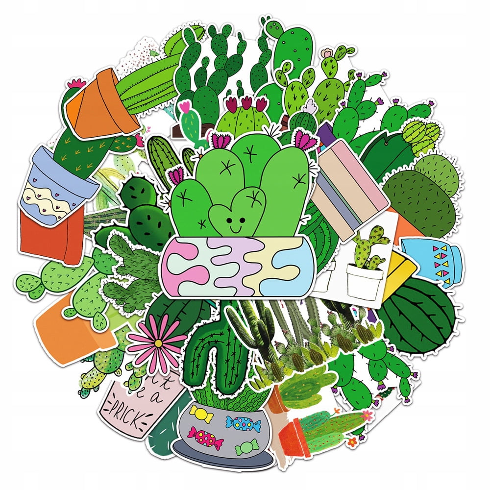 150 Pcs Stickers Cute Cactus Plants In Pot For Colorful And Waterproof ...