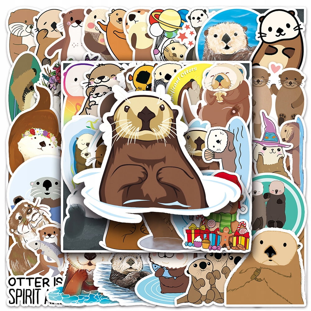 150 Pcs Stickers Cute Lutra Lutra Cartoon Background For Colorful And ...