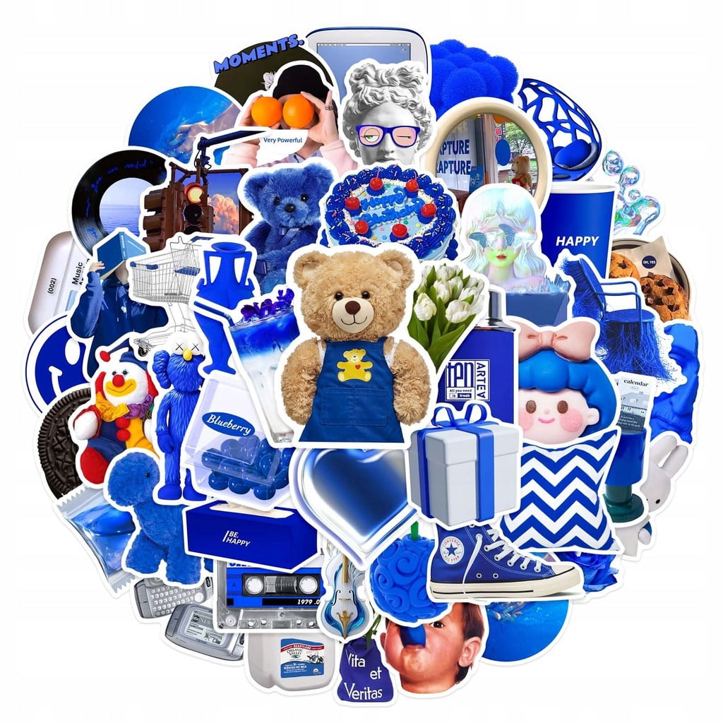 150 Pcs Stickers Ins Simple Blue Graffiti Thermos Mug Notebook Tablet ...