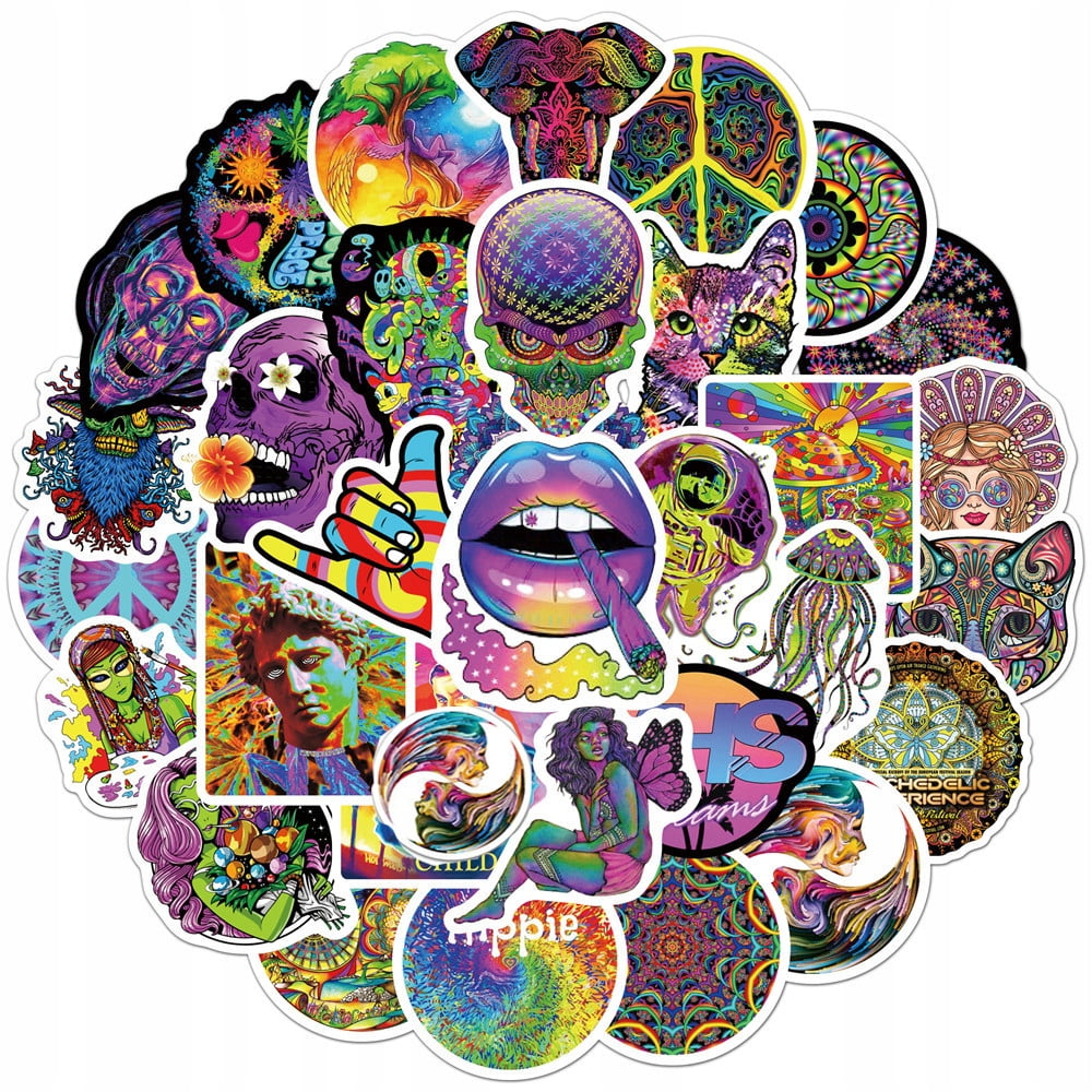 150 Pcs Stickers Psychedelic Cool Laser Style For Colorful And ...