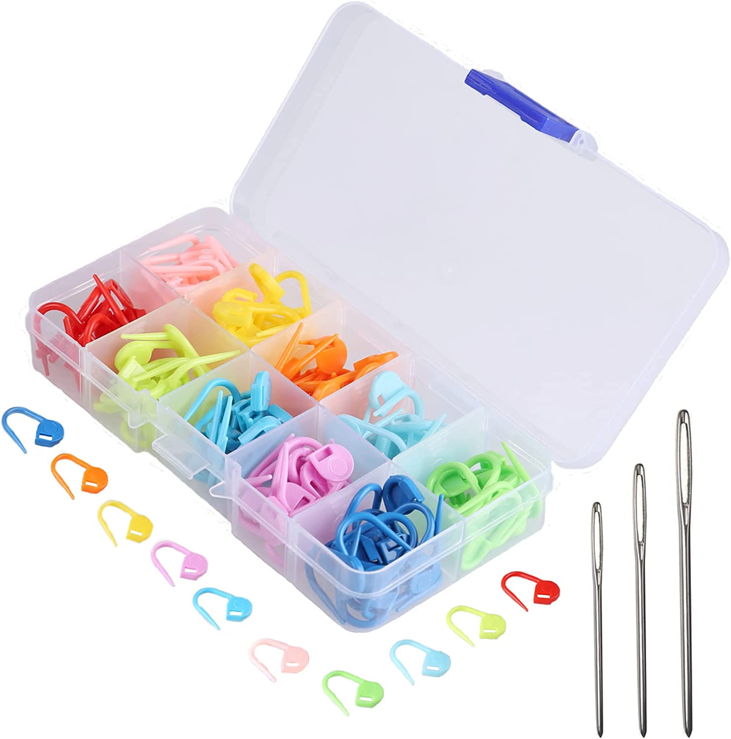 150 Pcs Stitch Markers and 3 Pcs Big Eye Needles for Knitting Crochet ...