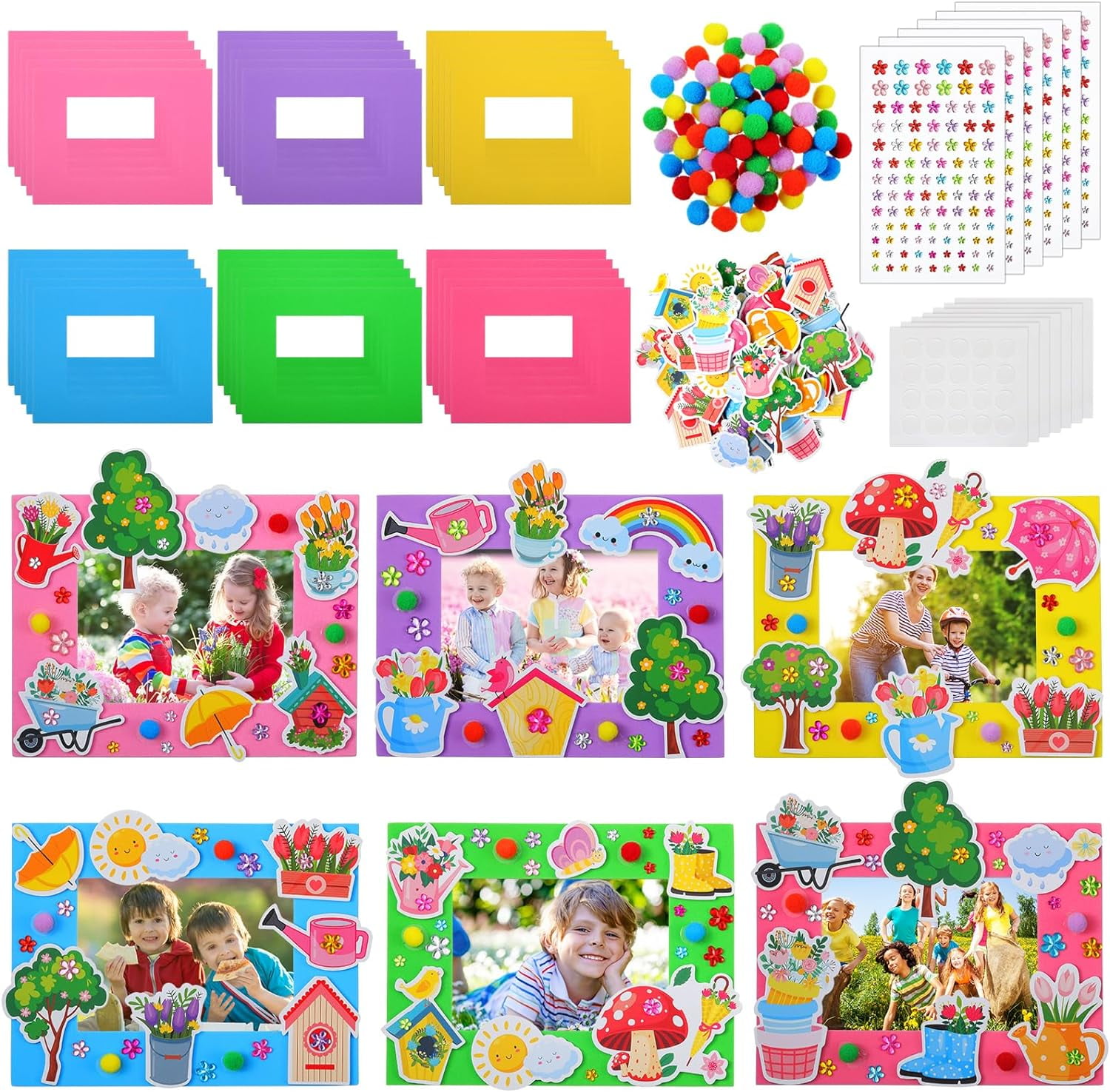 150 Pcs Summer Picture Frame Craft Kits Include Foam Picture Frames ...