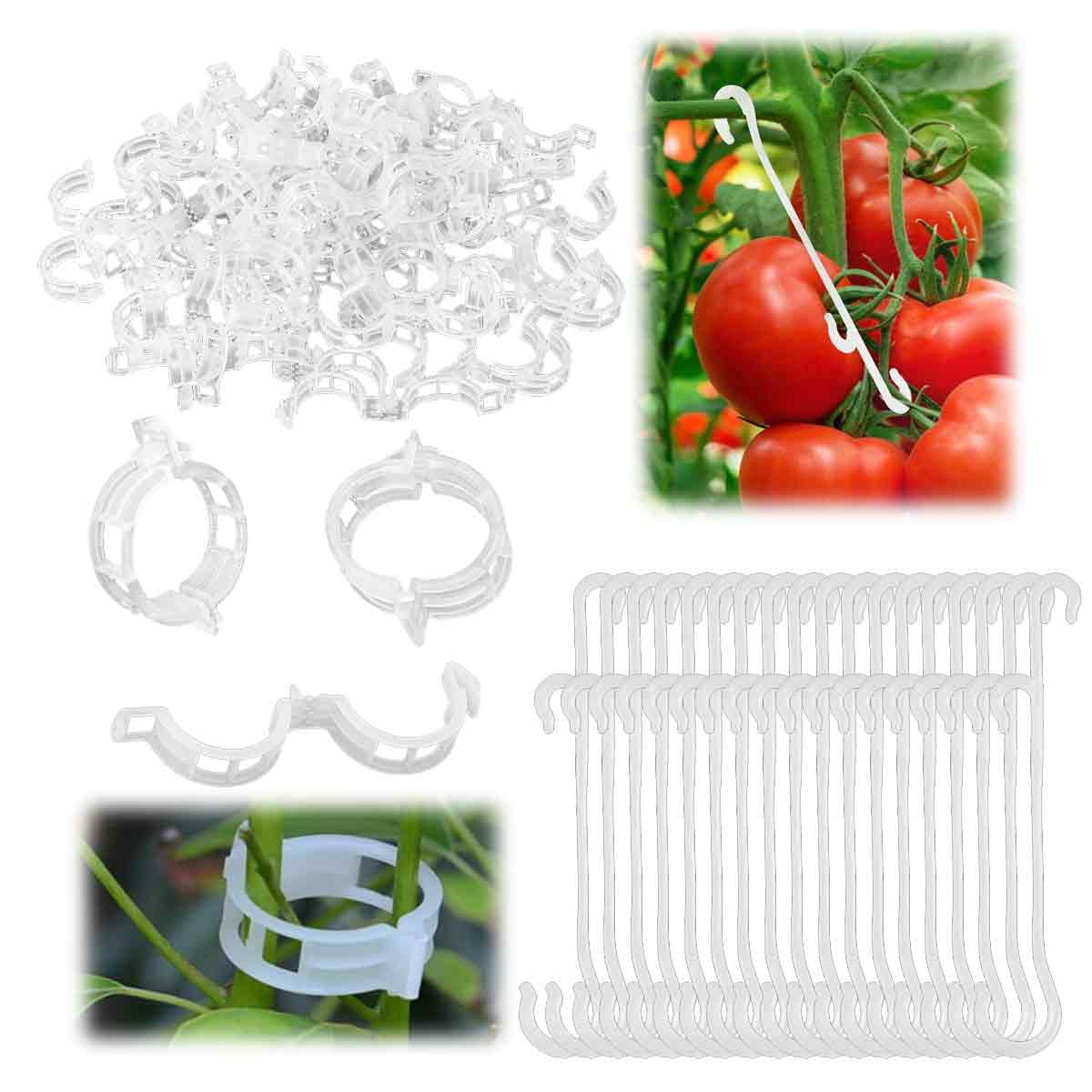 150 Pcs Tomato Clips, Plant Support Clips And J Tomato Hooks, Plastic Trellis Clips Vegetable ...