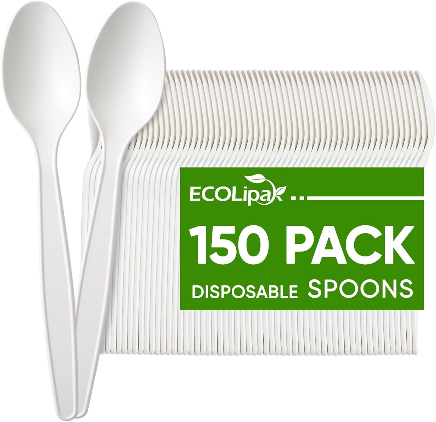 150 Pcs White Disposable Spoons, 6.7 Inch Large Size Heavy Duty No ...