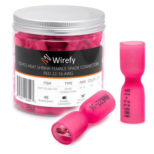 150 Pcs Wirefy Female Spade Connectors - Heat Shrink Spade Connector ...