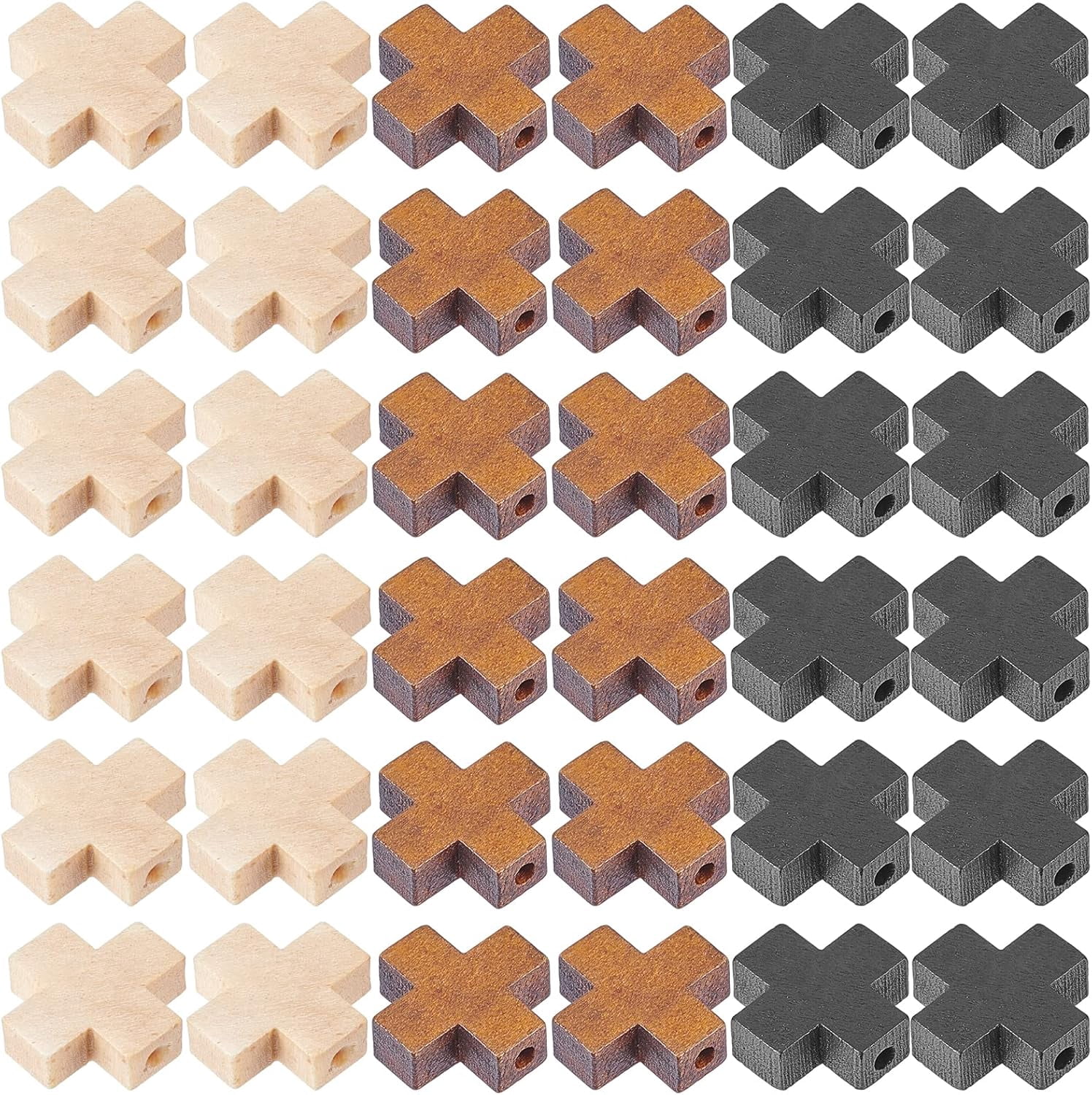 150 Pcs Wooden Cross Pendants 3 Colors Wood Cross Charms Natural Wood ...
