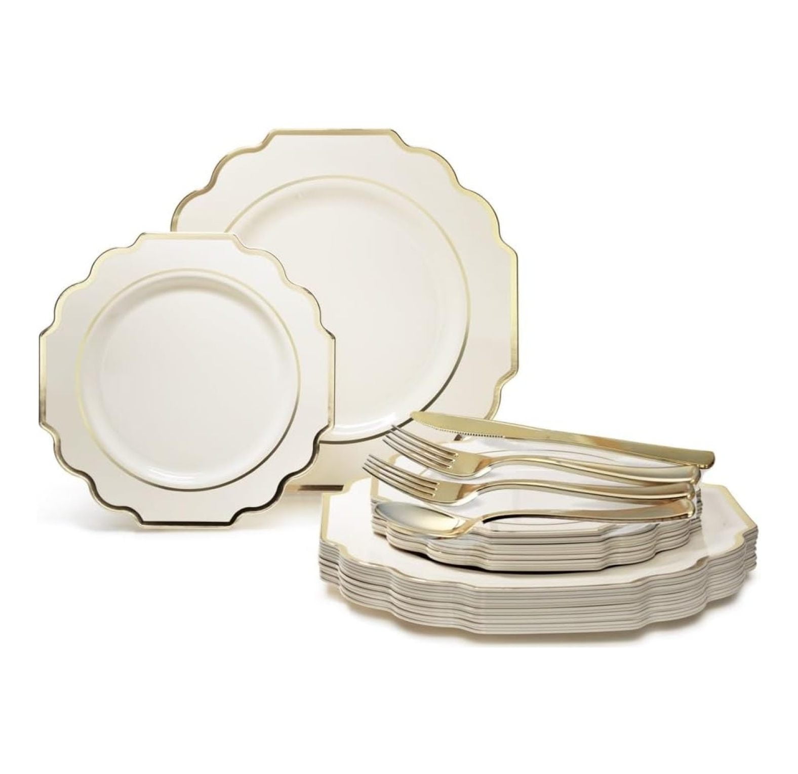 150 Piece set (25 Guests)-Wedding Plastic Plates & cutlery -Disposable ...