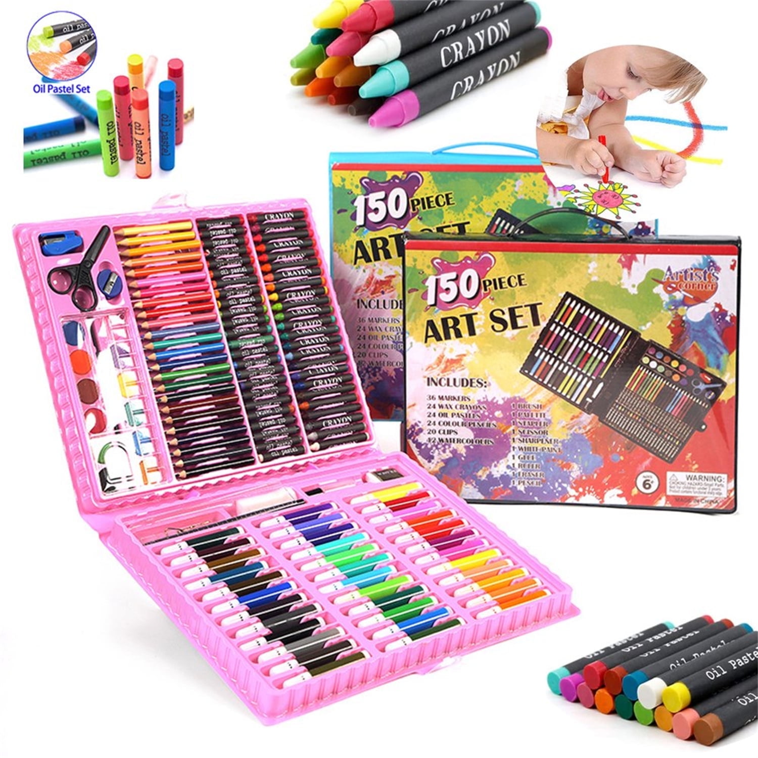 150 Pieces Children's Watercolor Pens Art Set for Painting with Oil ...