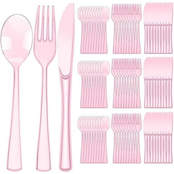 150 Pieces Disposable Cutlery Set Plastic Silverware Heavy Duty Utensil ...