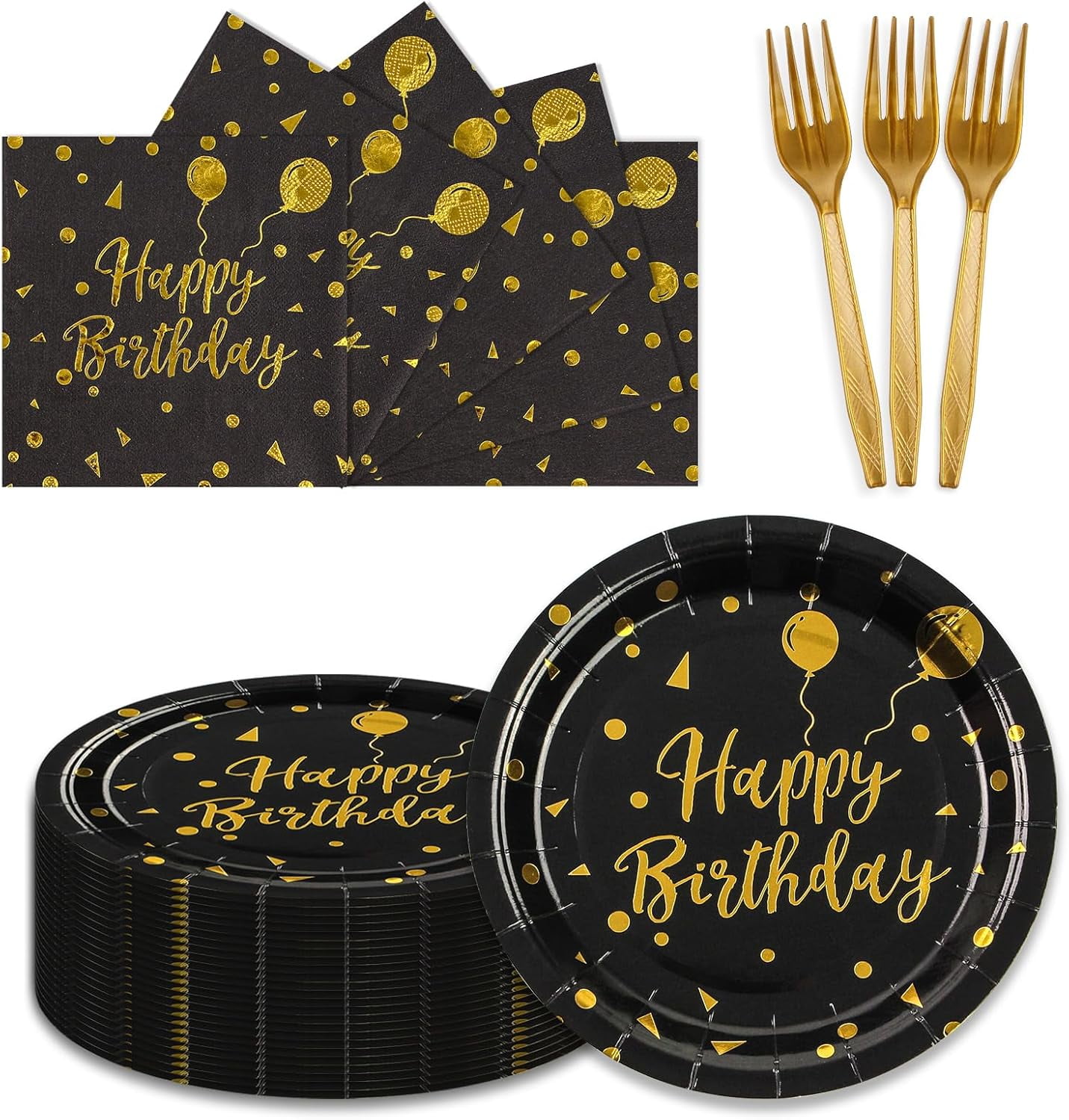 150 Pieces Happy Birthday Paper Plates and Napkins - 7" Colored Paper ...