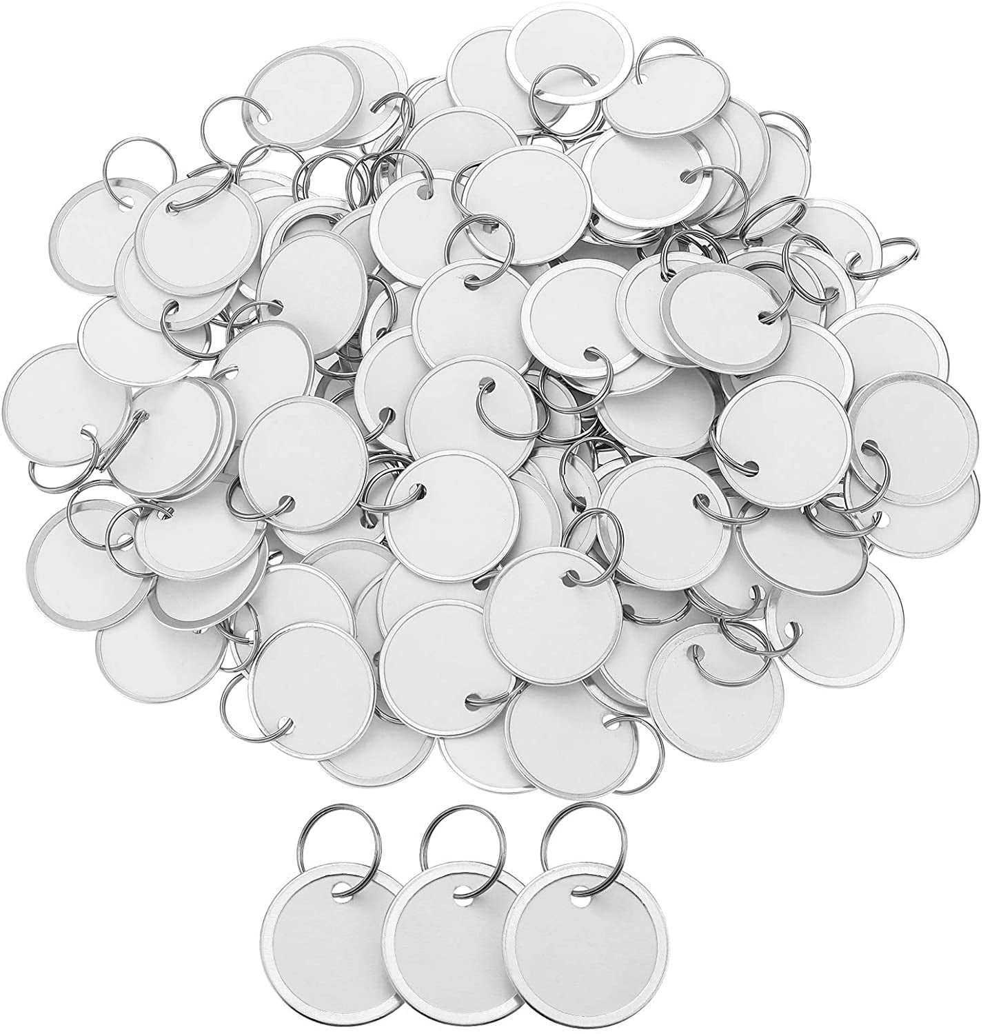 150 Pieces Metal Rim Key Rings Tags Blank Round Rim Key Tags 1.25 Inch ...