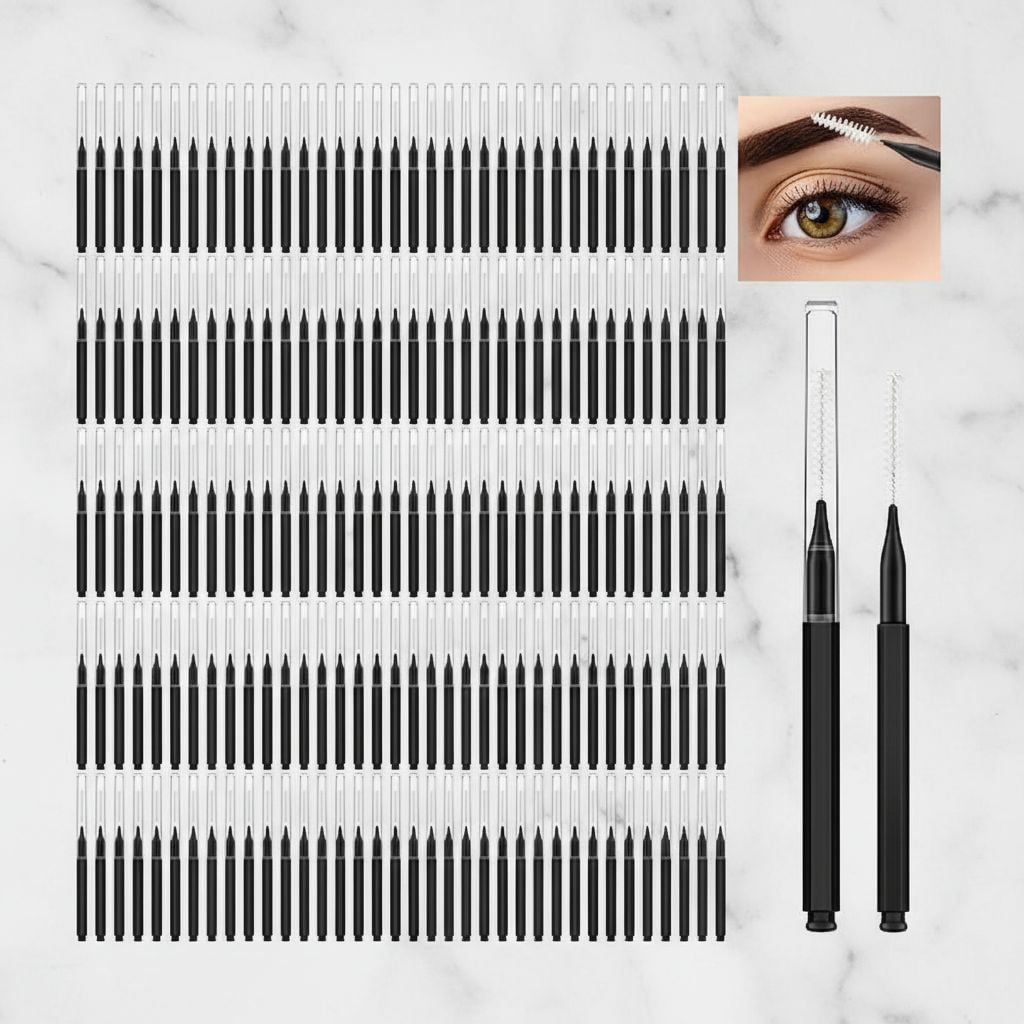 150 Pieces Micro Eyebrow Brush with Cap Brow Lamination Spoolie Comb ...