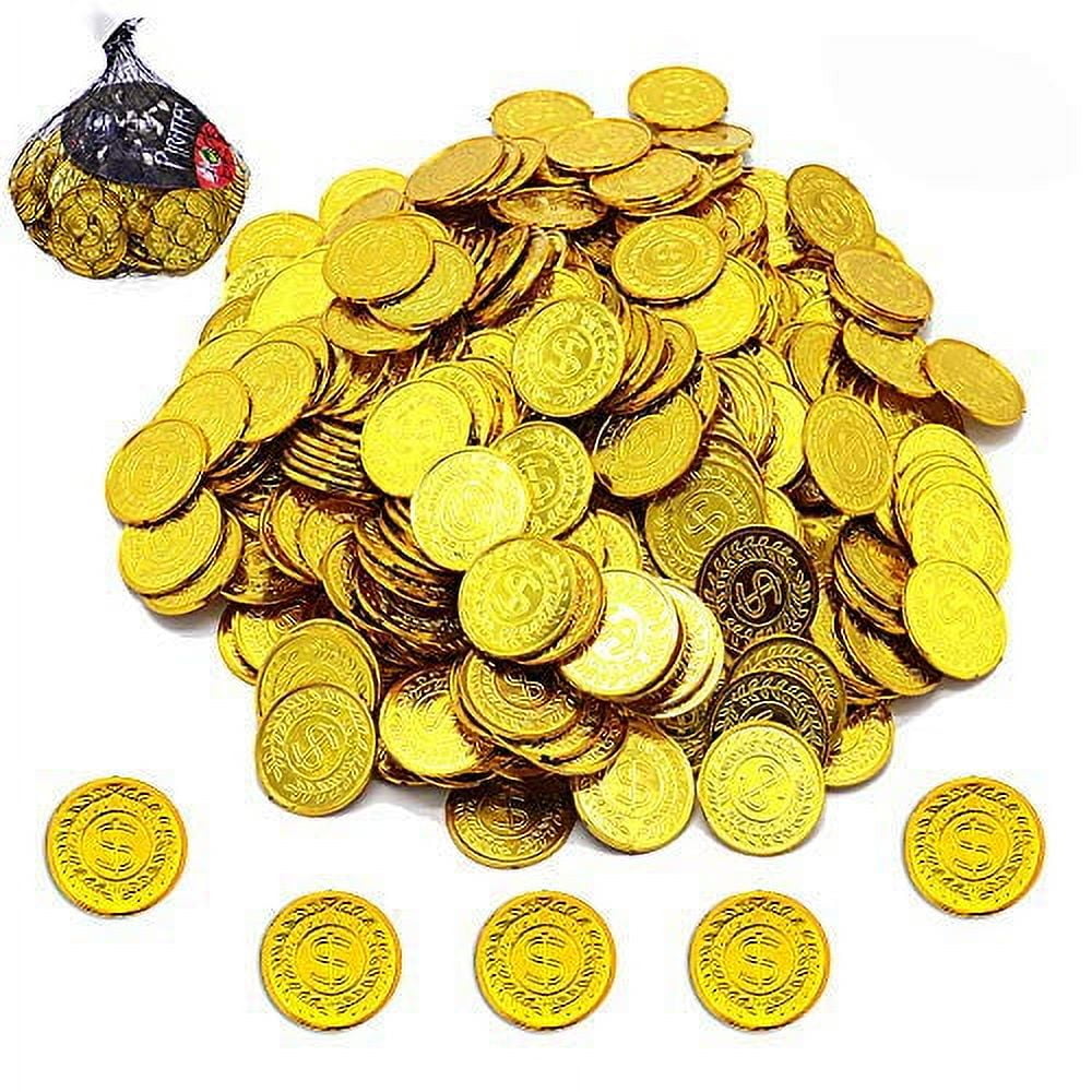 150 Pieces Plastic Play Coins Gold Pirate Treasure Hunt Coins Toys for ...
