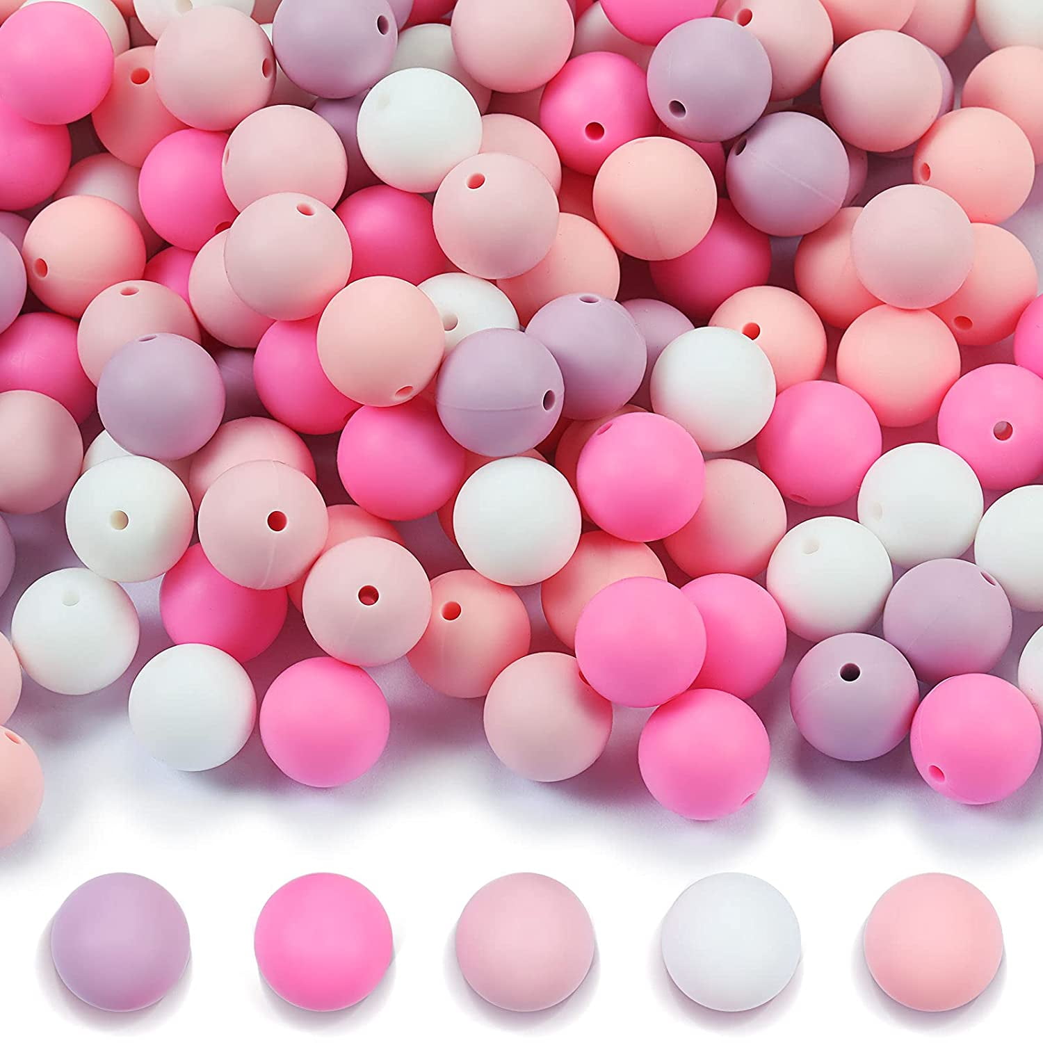 150 Pieces Silicone Beads 15mm Assorted Color Silicone Teething Beads ...